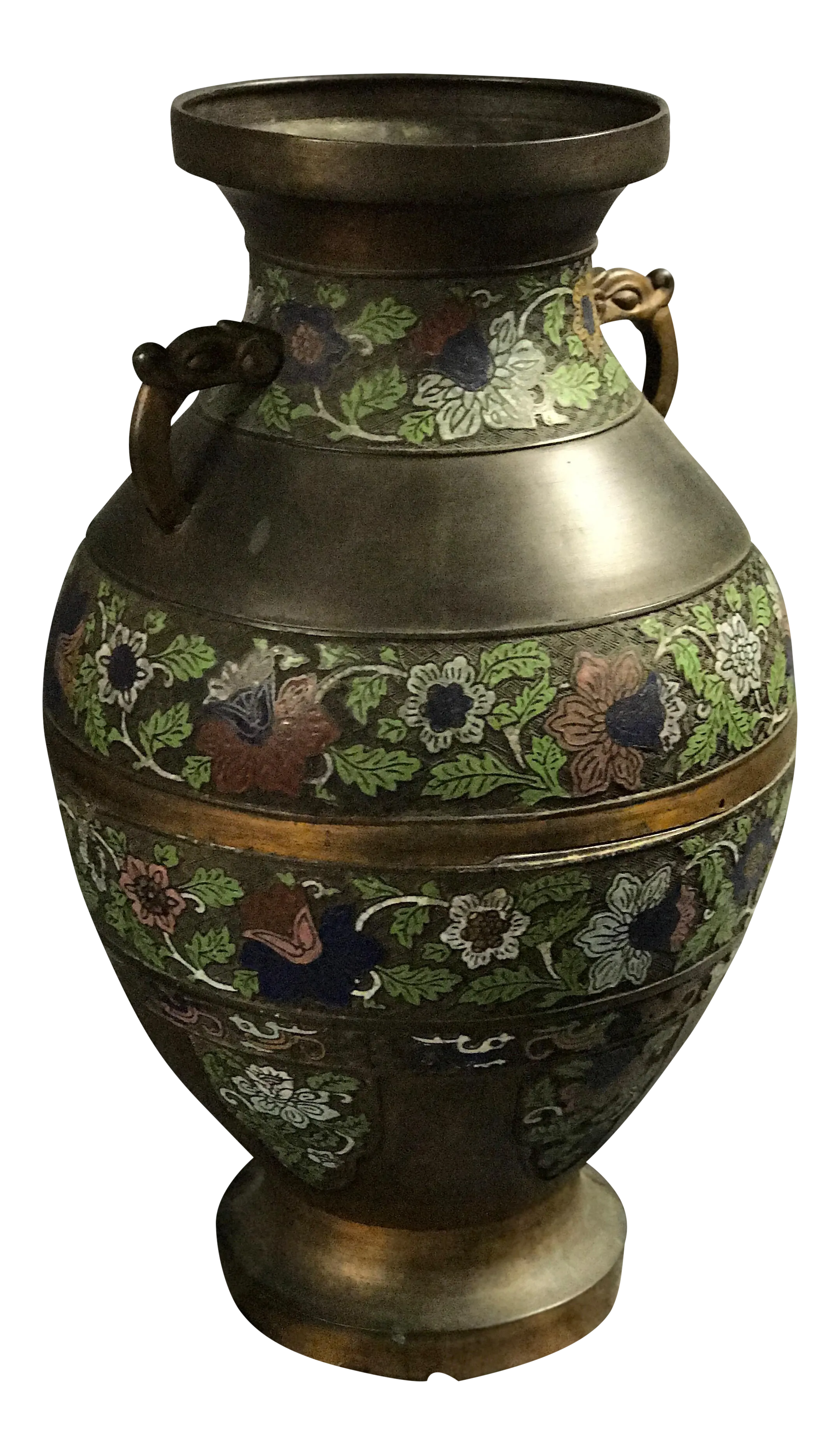 Bronze & Enamel Chinese Urn | Chairish
