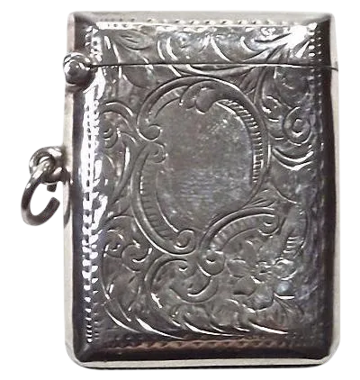 Antique 19th C. English Sterling Silver Match Safe | Chairish