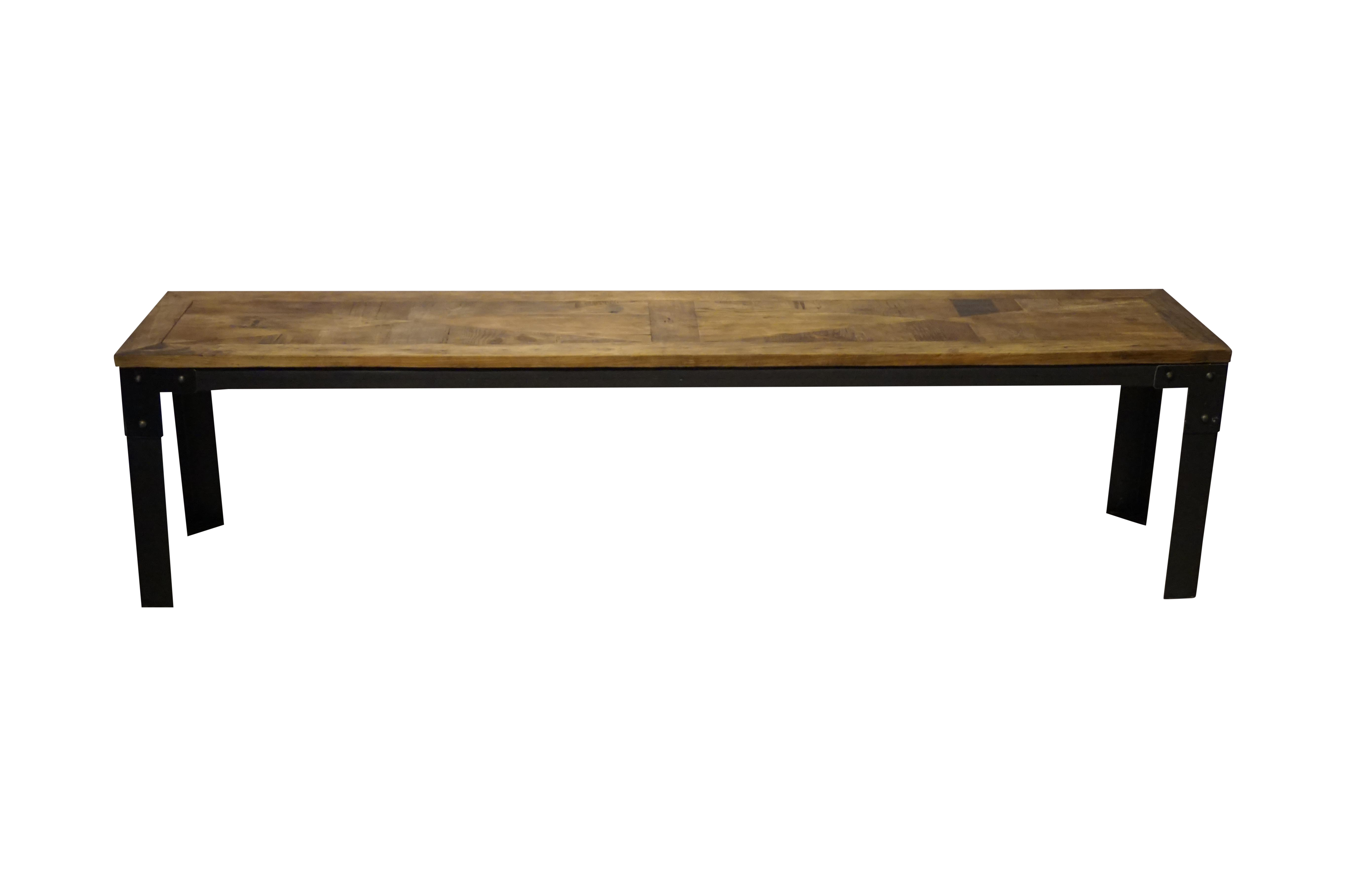 Industrial Reclaimed Wood & Metal Bench | Chairish
