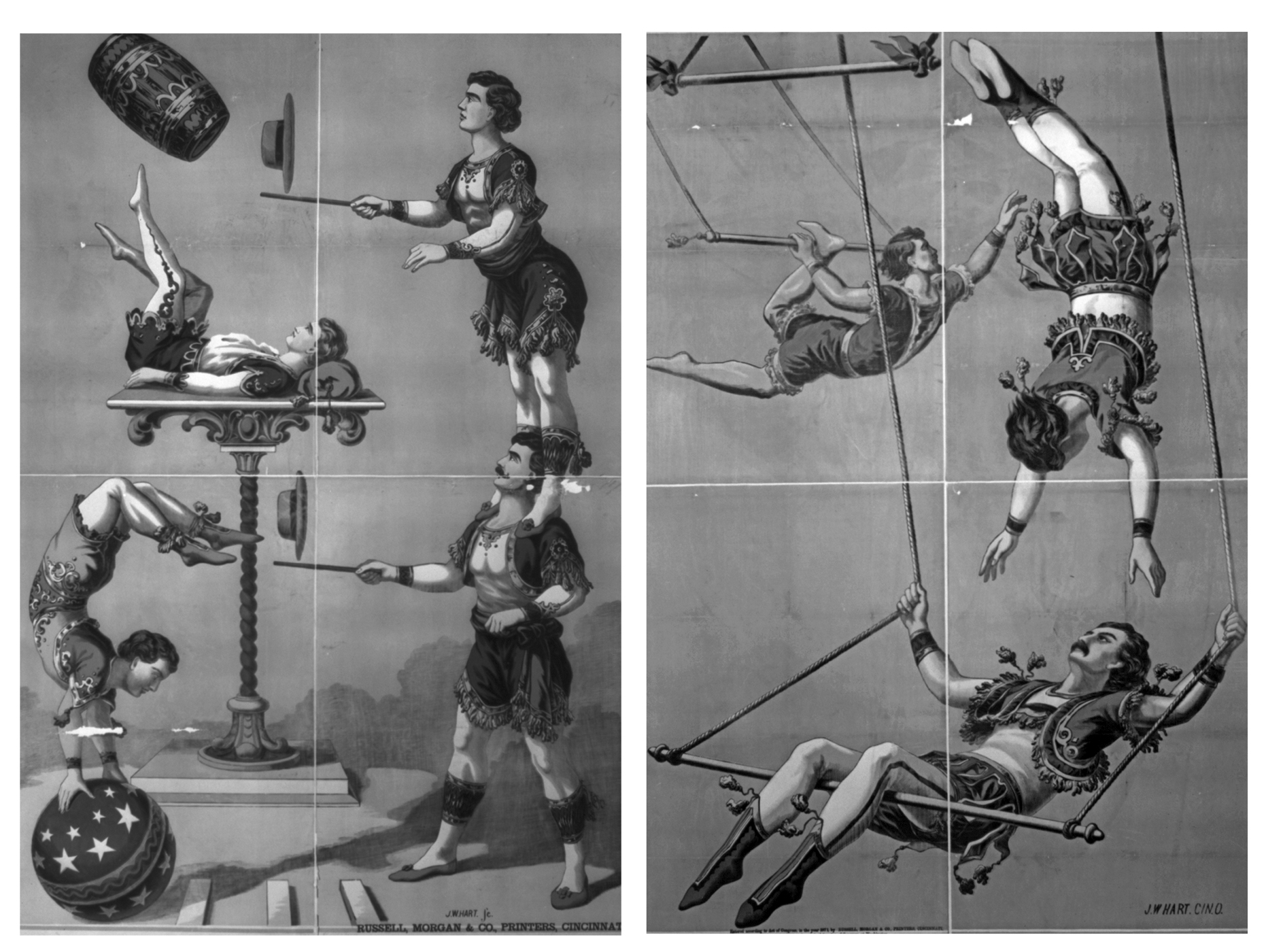 1800s Men of Many Talents Circus Prints - Pair | Chairish