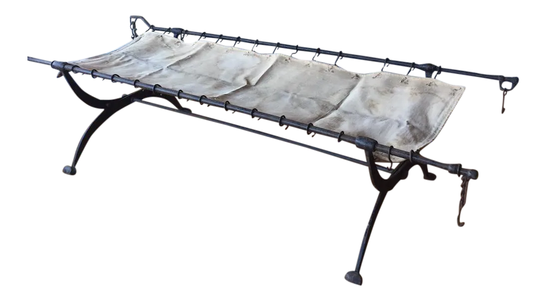 Forged Wrought Iron Military Campaign Bed | Chairish