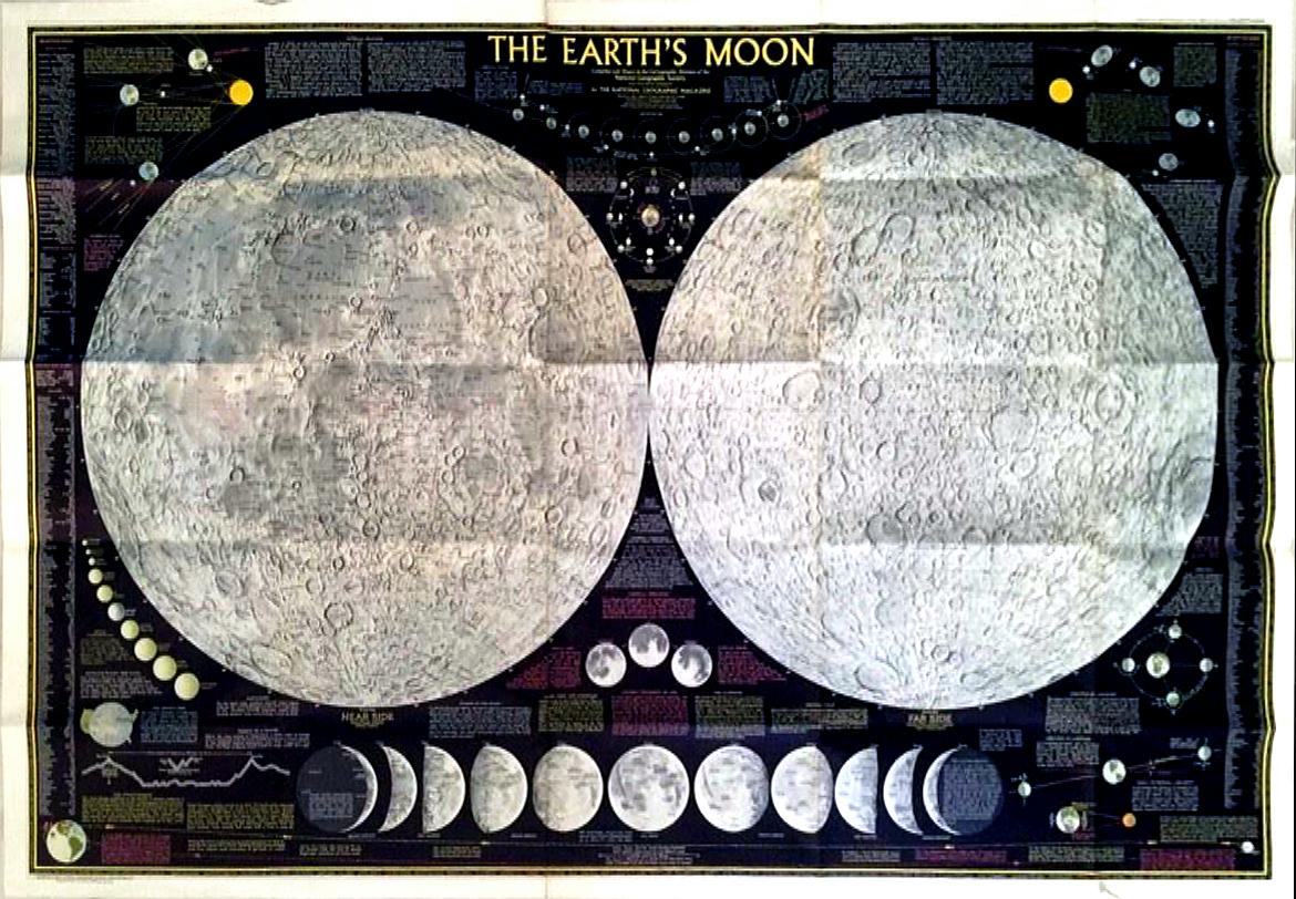 1969 National Geographic "The Earth's Moon" Map | Chairish