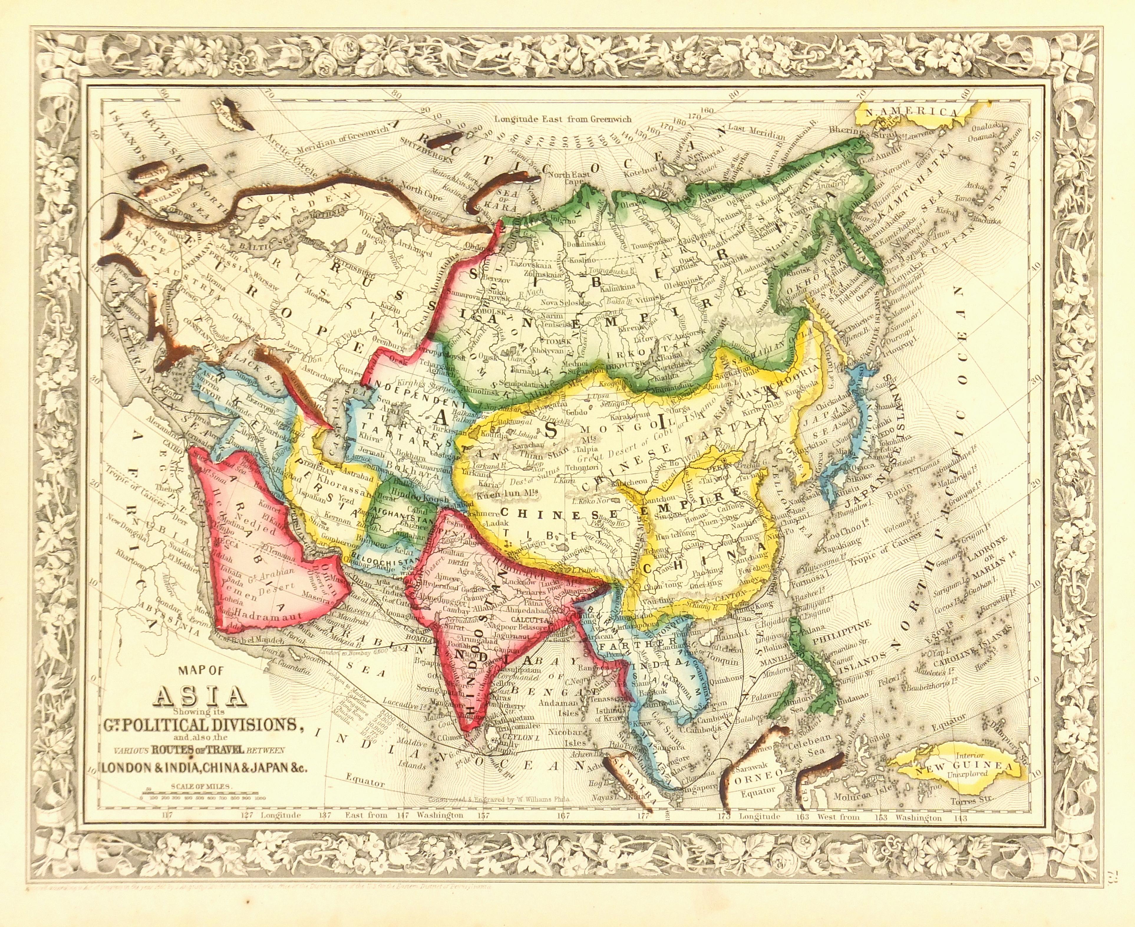 Antique 1860 Map of Asia | Chairish