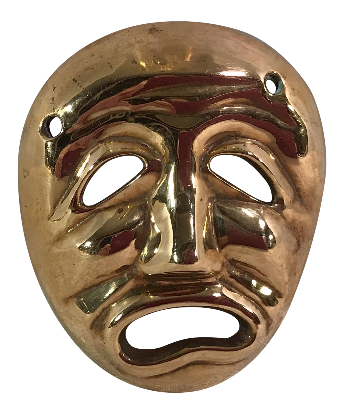 Mid-Century Modern Brass Tragedy Mask | Chairish