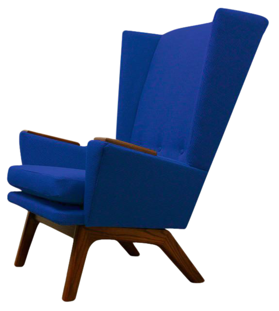 Blue Upholstered Wingback Chair | Chairish