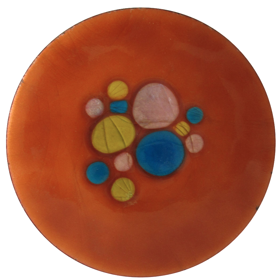 Mid-Century Orange Enamel Plate | Chairish