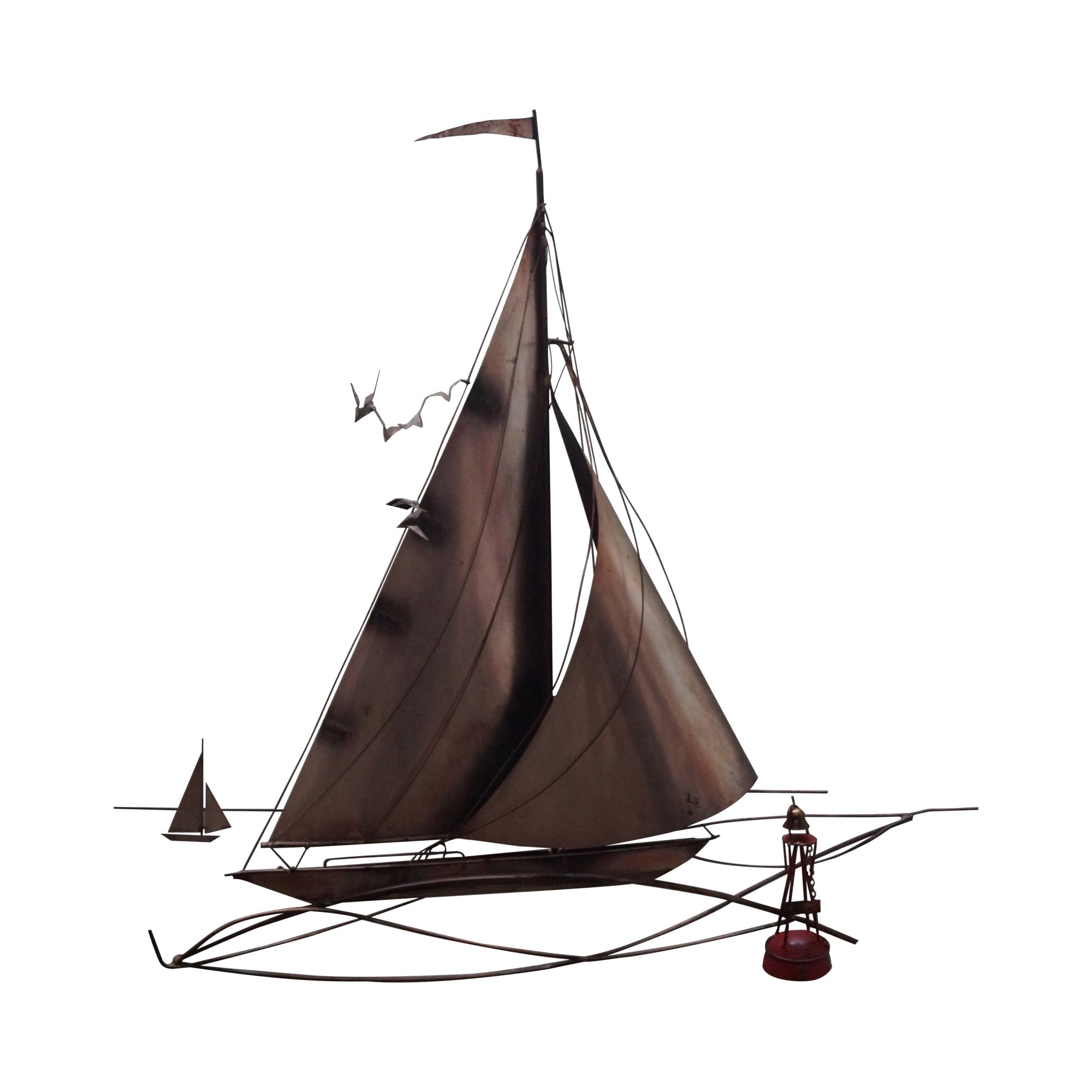 curtis-jere-metal-wall-sculpture-of-sailboat-chairish