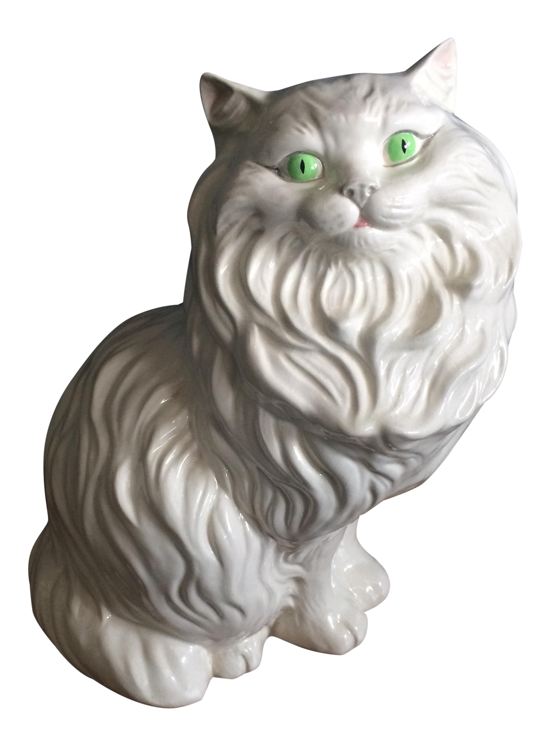 White Ceramic Cat | Chairish