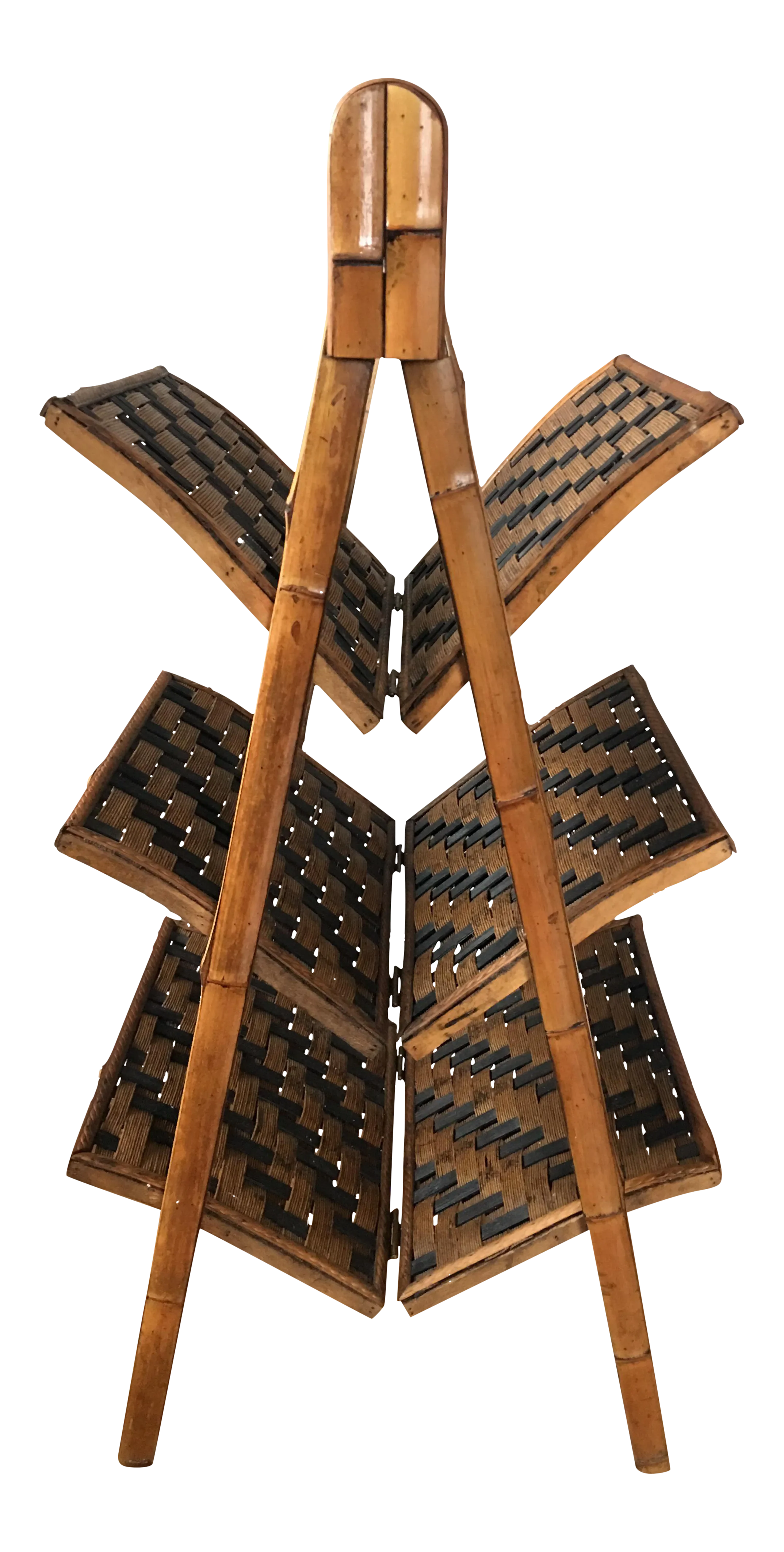 Rattan Wicker 3-Tier Magazine Rack | Chairish