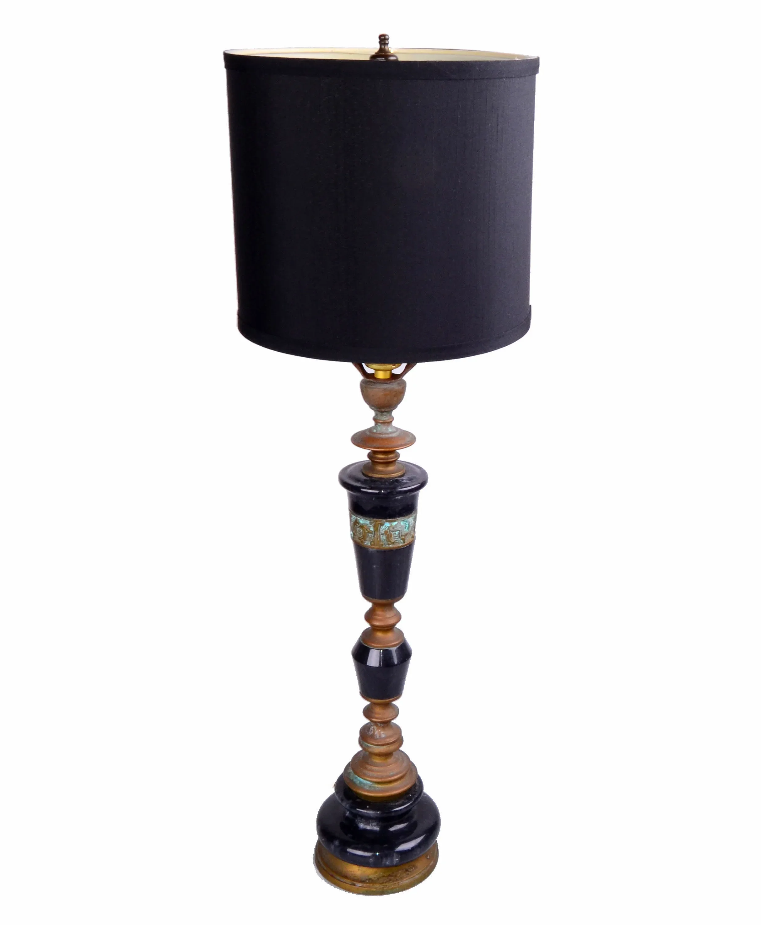 Bronze & Black Marble Table Lamp | Chairish