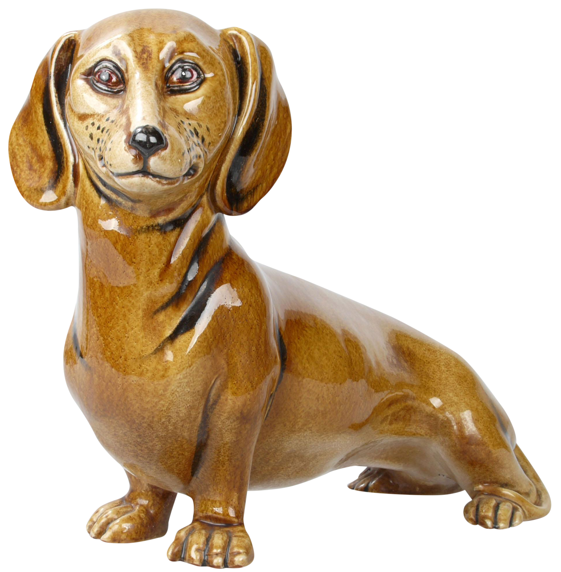 Italian Brown Glazed Ceramic Dog | Chairish