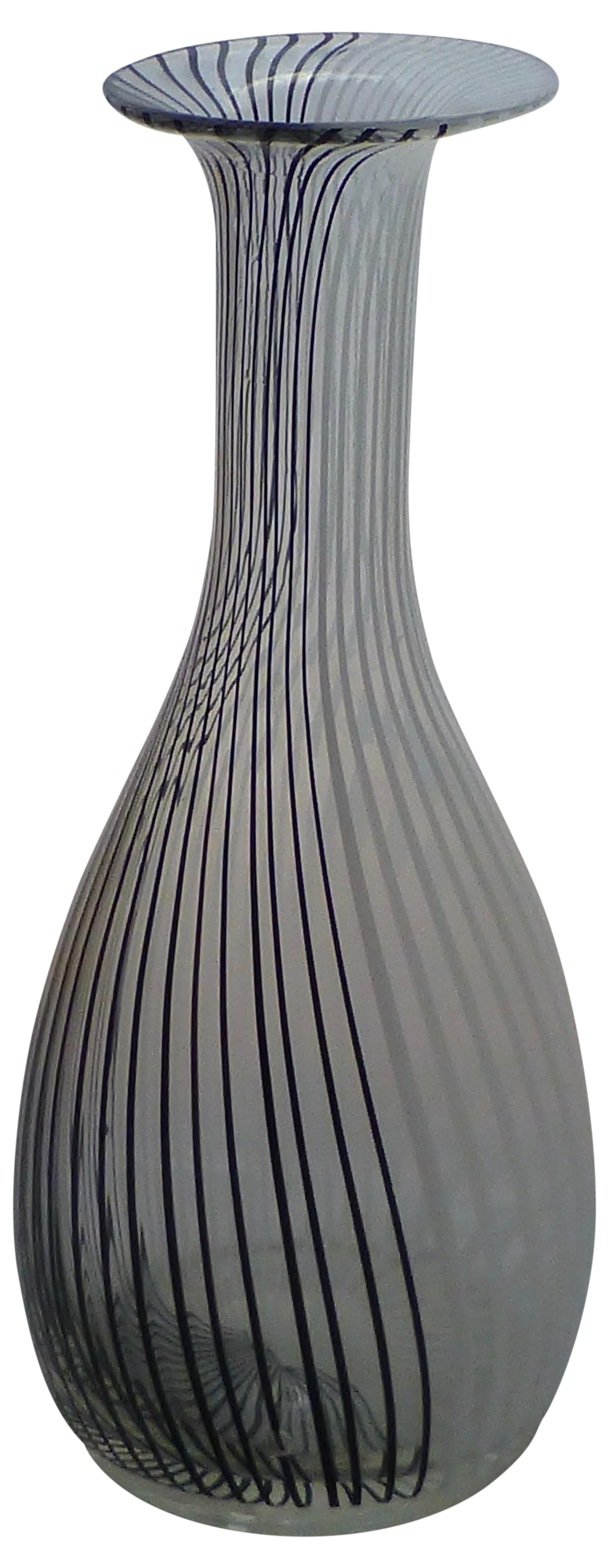 Murano Glass Black And White Striped Vase By Venini Chairish