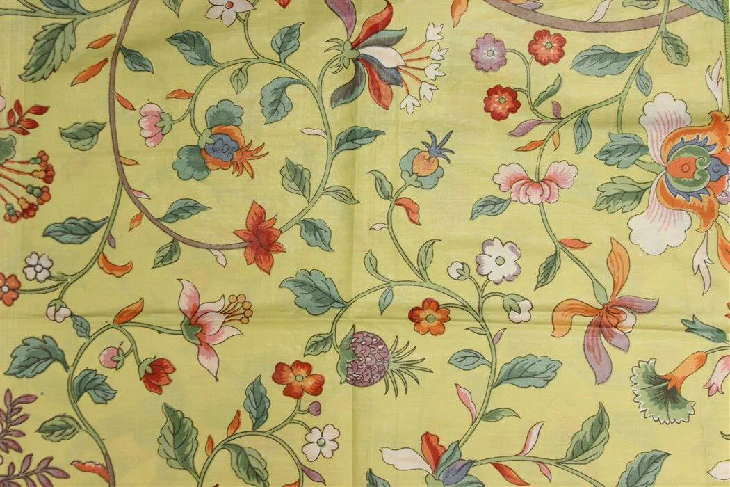 Vintage Porcelain Yellow Glazed Chintz Fabric With Floral Pattern ...
