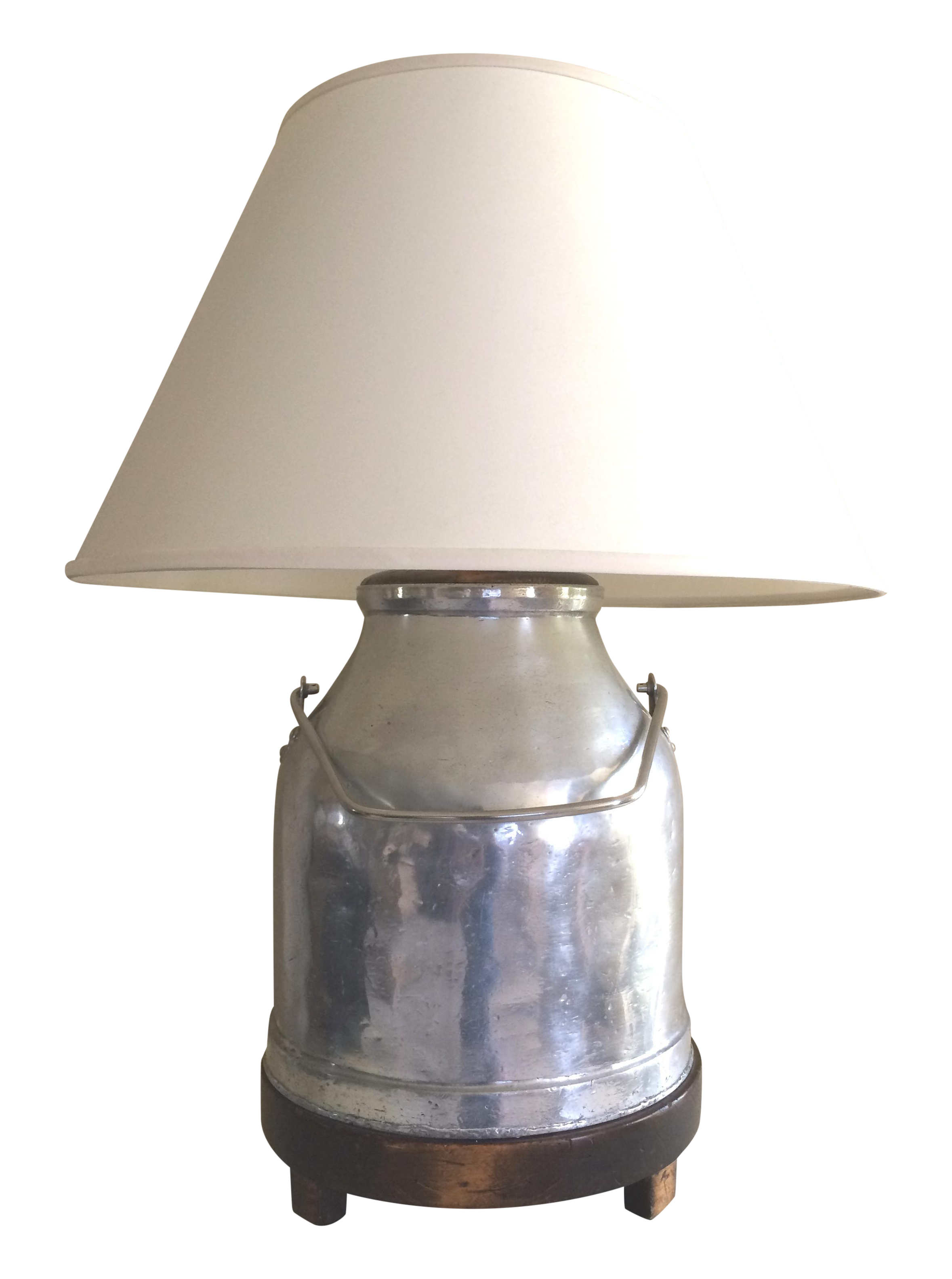 Polished Aluminum Lamp on Walnut Base | Chairish