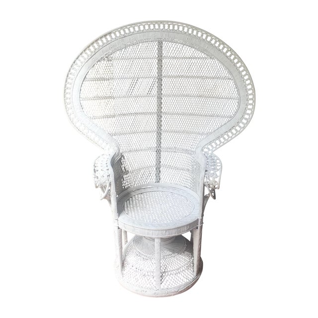 Vintage White Wicker Peacock Chair | Chairish Vintage White Wicker Peacock Chair | Chairish