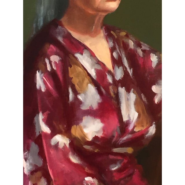 Woman in Red Robe Oil Painting | Chairish