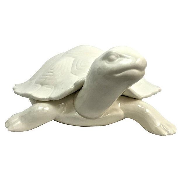 Hand-Cast Ceramic Turtle Bowl With Shell Lid | Chairish