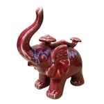 Purple & Red Ceramic Elephant Figure | Chairish