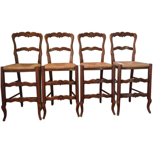 French Country Bar Stools - Set of 4 | Chairish