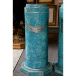 Blue Painted Pedestals - A Pair | Chairish