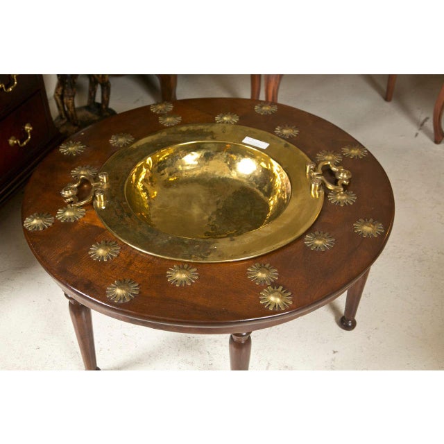 Antique Brass and Wooden Brazier | Chairish
