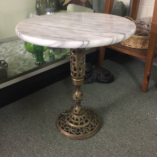 Vintage Marble Top Brass Side Table | Chairish Vintage Marble Top Brass Side Table | Chairish