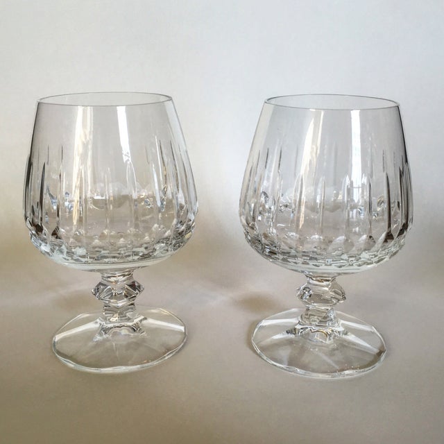 Antique Clear Cut Crystal Brandy Glasses Pair Chairish