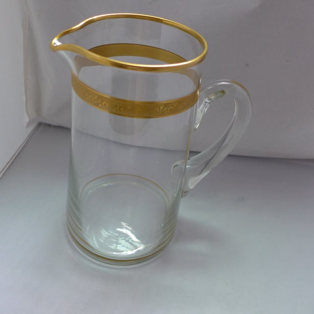 Vintage Tiffin Glass Gold Trimmed Pitcher Chairish