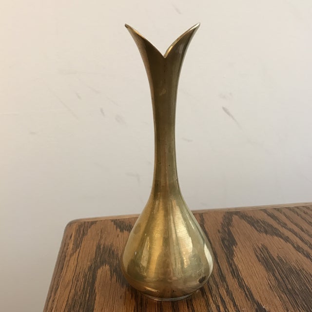 Vintage Brass Tulip Vase | Chairish