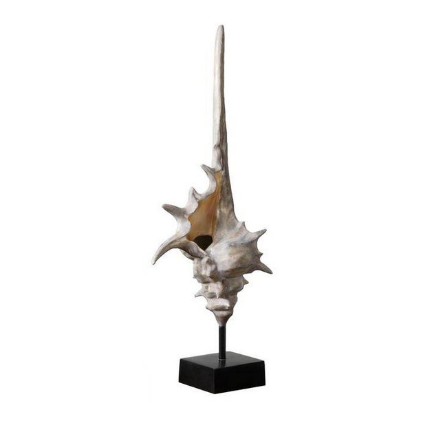 Hand-Painted Conch Shell Sculpture on Stand | Chairish