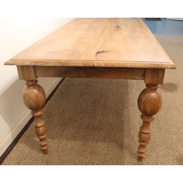 French Country Natural Raw Wood Farm Dining Table | Chairish