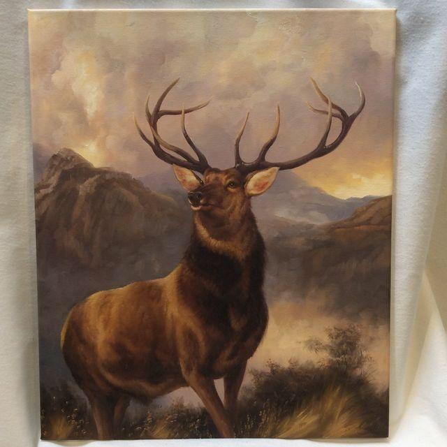 Vintage Framed Red Stag Painting | Chairish