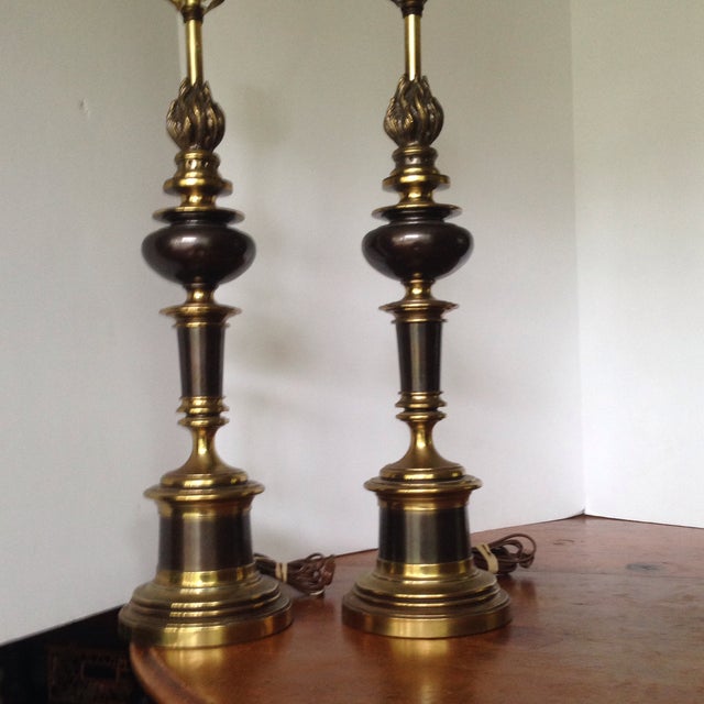Vintage Bronze & Brass Table Lamps - A Pair | Chairish