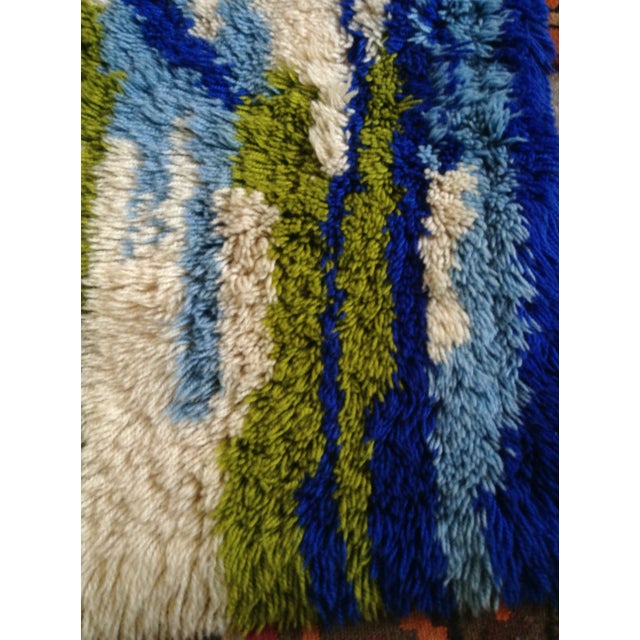 Retro Blue & Green 70's Shag Rug - 3'5"x5' | Chairish