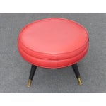 Red Round Mid-Century Swivel Ottoman | Chairish