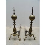 Antique American Brass & Iron Andirons - a Pair | Chairish