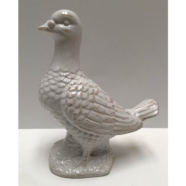 Vintage French White Ceramic Pigeon | Chairish