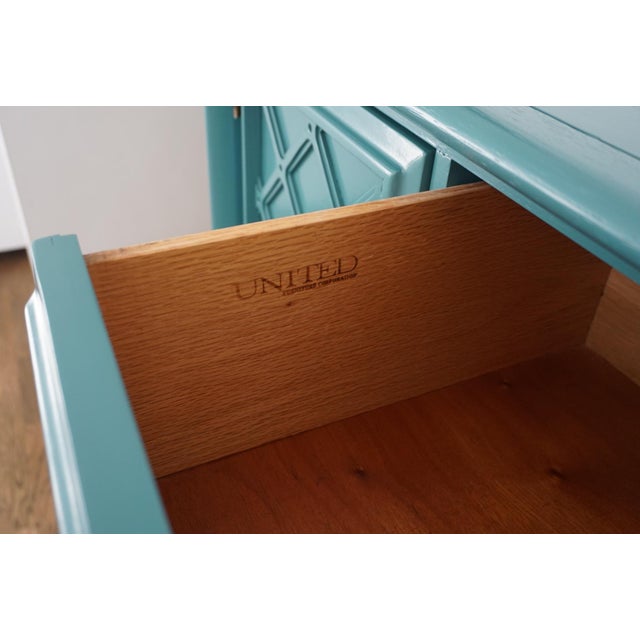 Mid Century Blue Lacquer And Brass Credenza Chairish