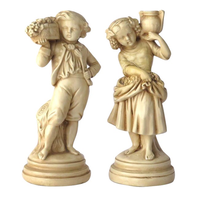 Alexander Backer Chalkware Figurines - A Pair | Chairish