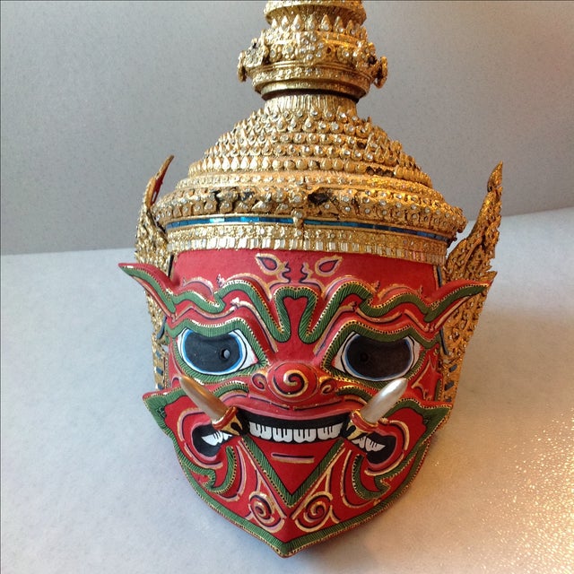 Antique Thai Demon Khon Mask | Chairish