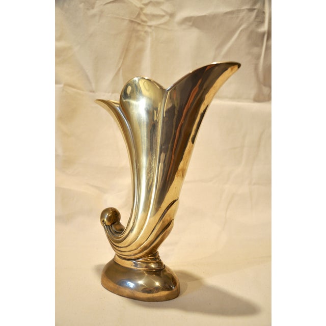 Vintage Large Brass Tulip Vase | Chairish