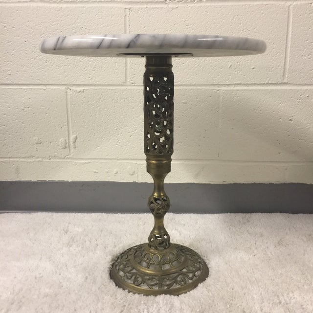 Vintage Marble Top Brass Side Table | Chairish Vintage Marble Top Brass Side Table | Chairish
