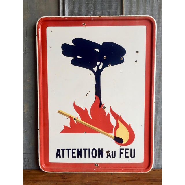 Antique French Sign "Attention Au Feu" | Chairish
