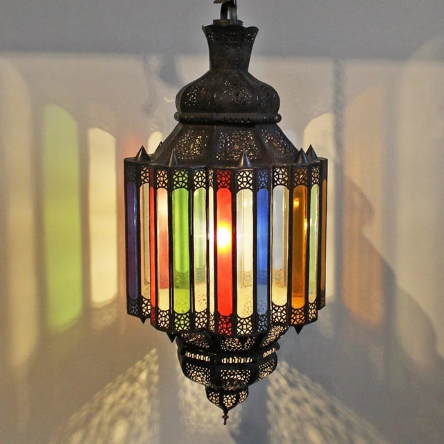 Moroccan Multi Color Pendant Light | Chairish